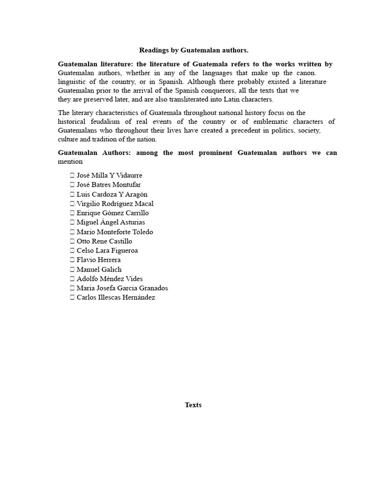 Guatemalan Authors and Their Literature | PDF | Narrative | Human ...