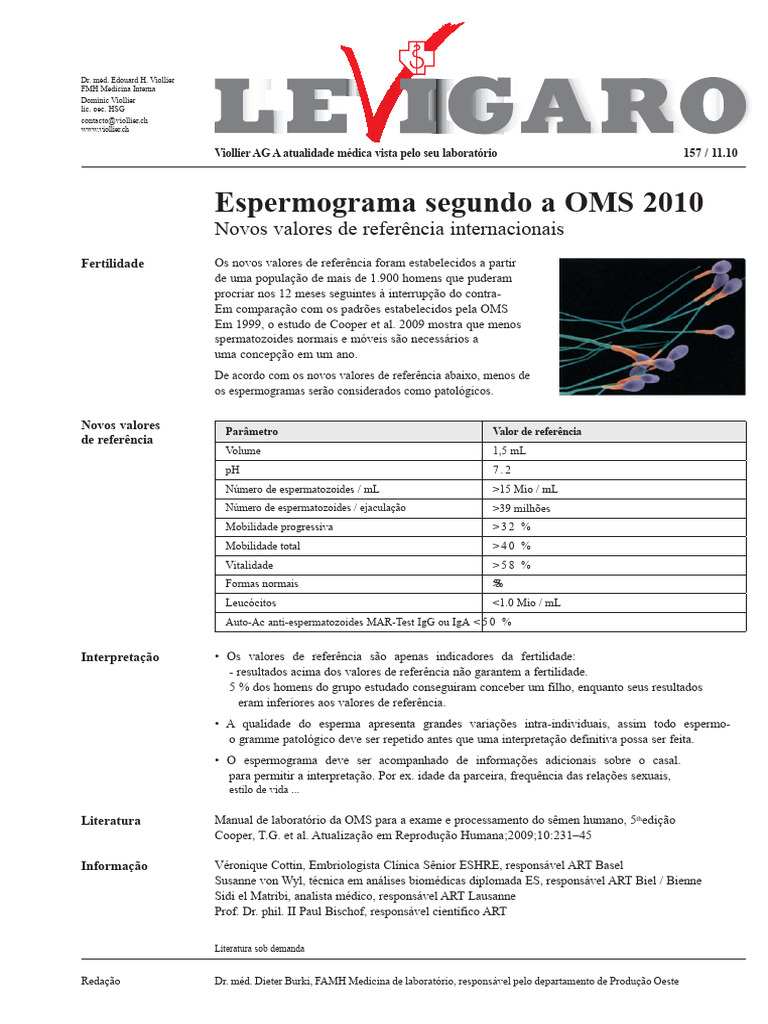 Espermograma OMS | PDF | Reprodução humana | Fertilidade