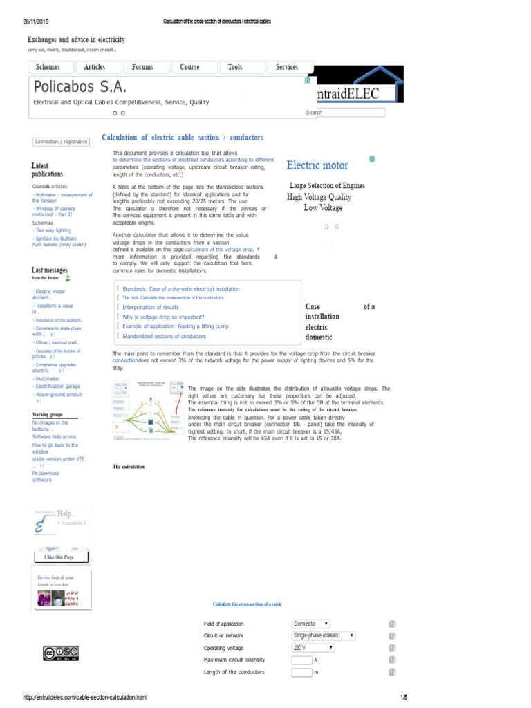 Calculation of The Cross-Section of Electrical Cables | PDF | Power ...