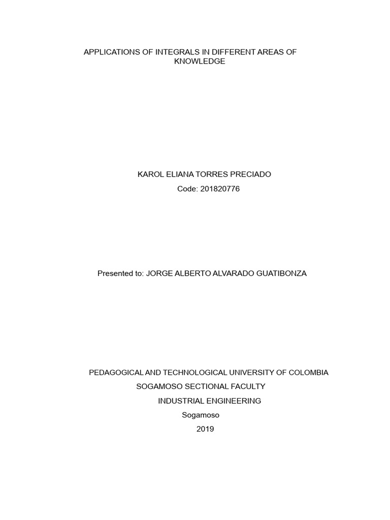 Applications of Integrals in Different Areas of Knowledge | PDF ...