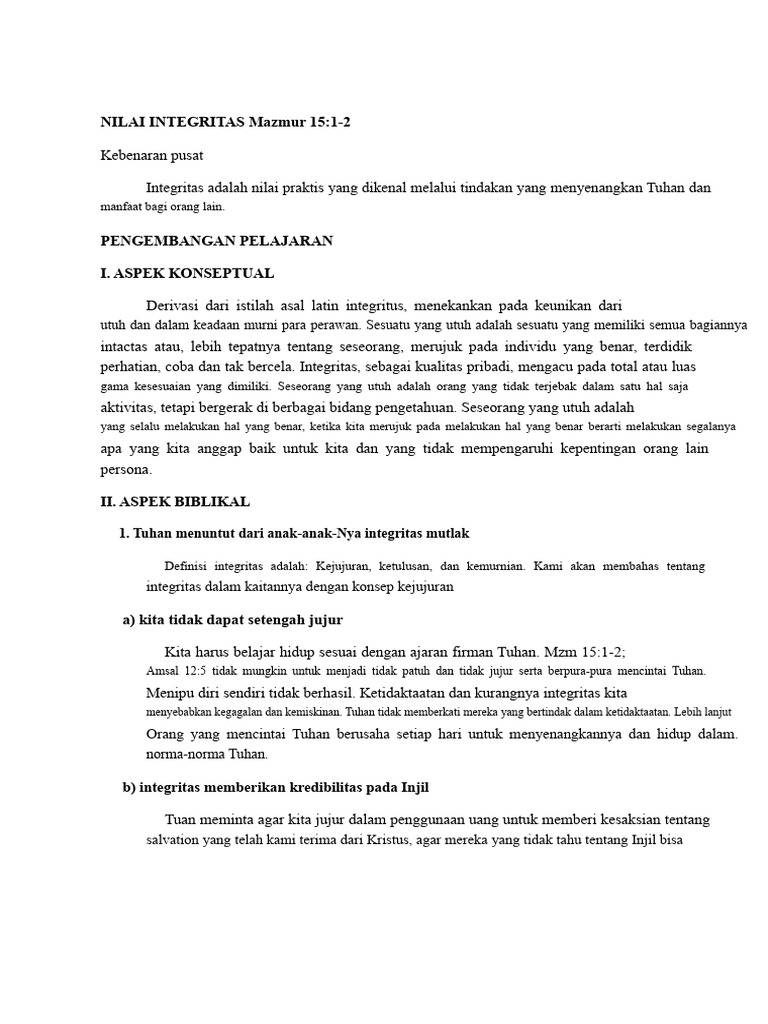 Definisi dan Nilai Integritas | PDF