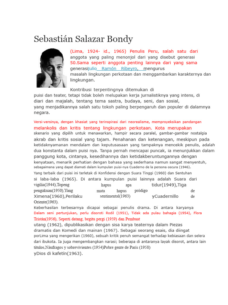 1. Biografi Sebastián Salazar Bondy | PDF