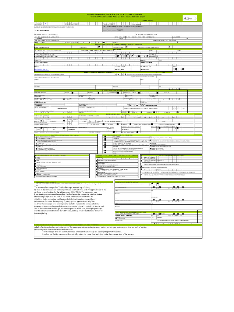 Work Incident Investigation Form Template | PDF | Employment | Medical ...