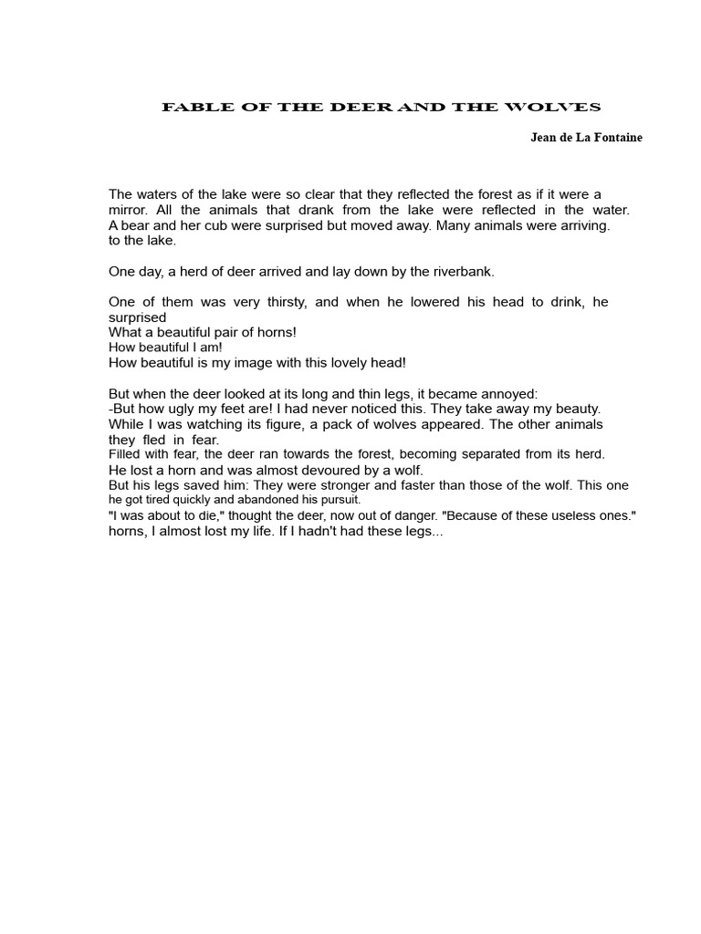 Fable The Deer and The Wolves | PDF