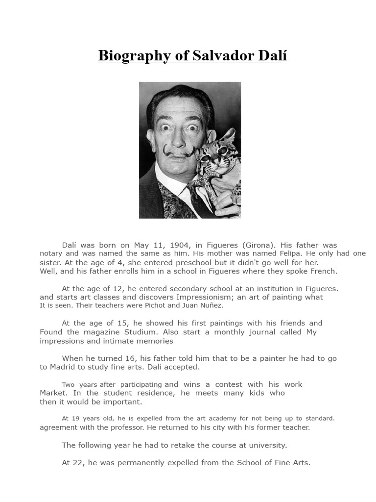 Biography of Salvador Dalí | PDF | Salvador Dalí | The Arts
