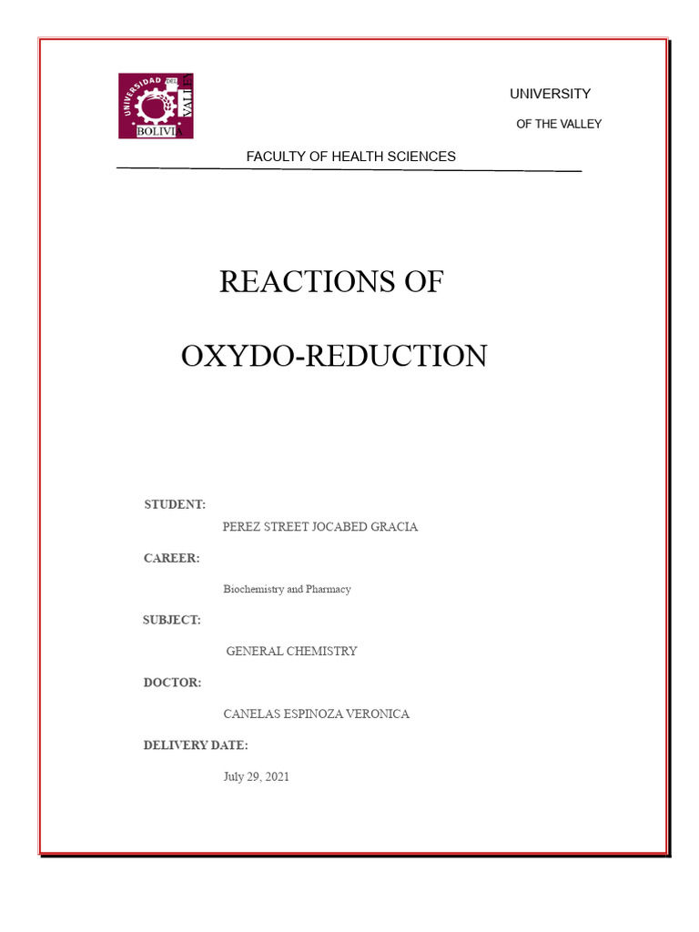 Report On Redox Reactions | PDF | Redox | Chemical Reactions