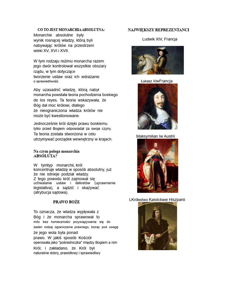 Czym Jest Monarchia Absolutna | PDF