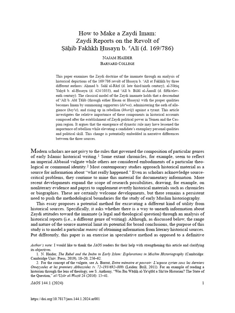 How to Make a Zaydi Imam_ Zaydi Reports on the Revolt of Ṣāḥib Fakhkh ...