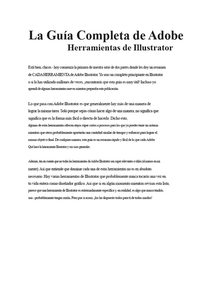 Guía de Herramientas de Adobe Illustrator | PDF | Perspectiva (Gráfica ...