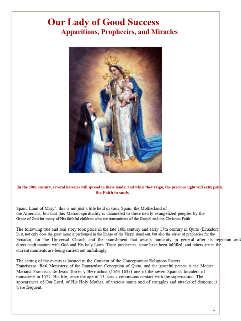 Our Lady of Good Success | PDF | Mary, Mother Of Jesus | Eucharist