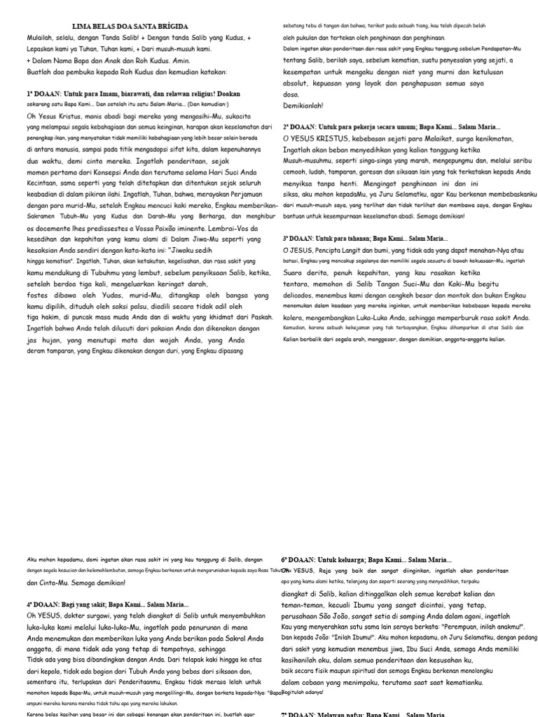 Doa Santa Brígida untuk Keselamatan | PDF