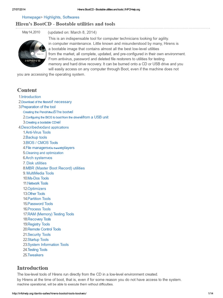 Hiren's BootCD: Essential Bootable Tools | PDF | Bios | Booting