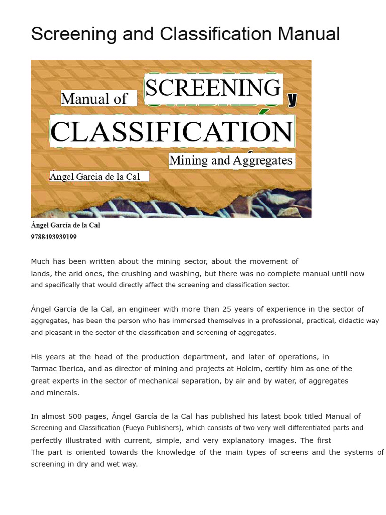 Metal Mesh Sieves in Screening Manual | PDF