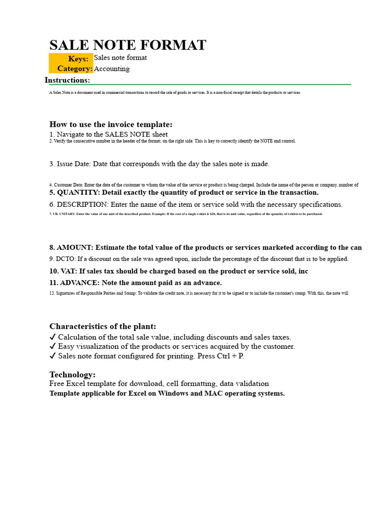 Sales Note Format | PDF | Invoice | Business
