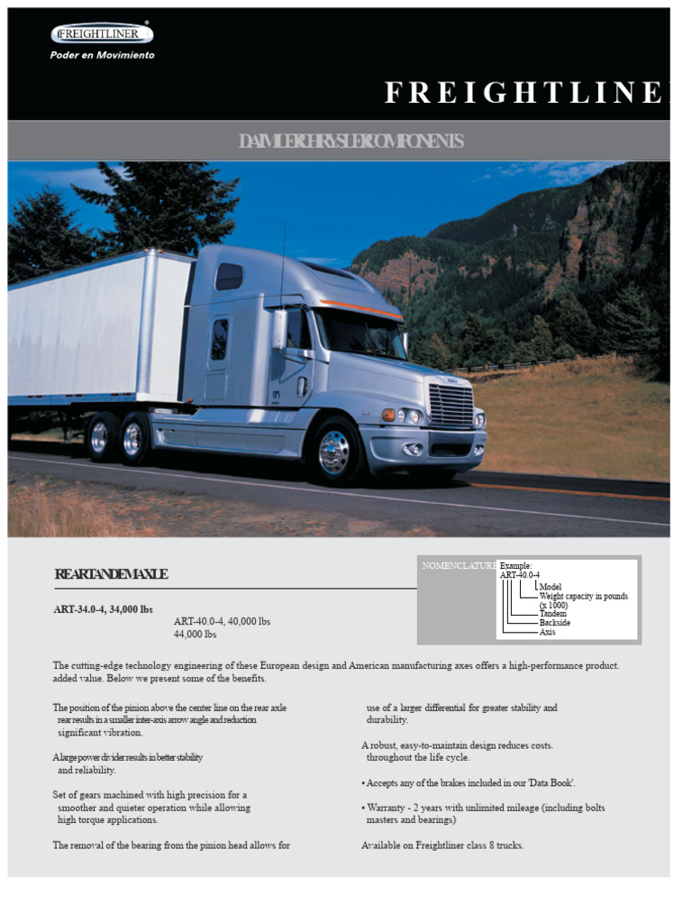 Freightliner Rear Axle Specifications | PDF | Axle | Automotive Industry