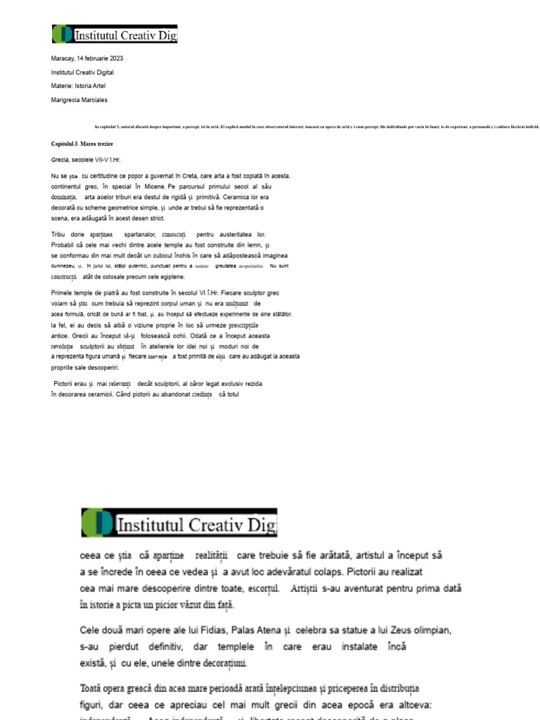 Rezumatul Capitolelor 3 Și 4 Din E.H. Gombrich | PDF