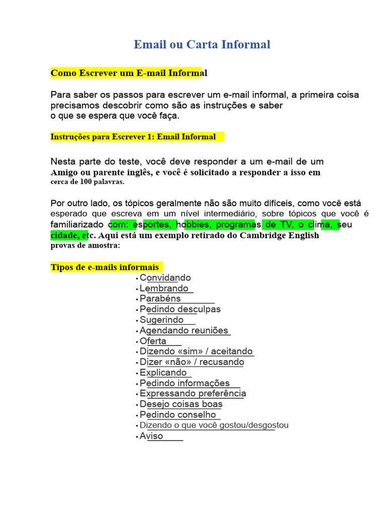 Email informal | PDF | Tempo | Amor