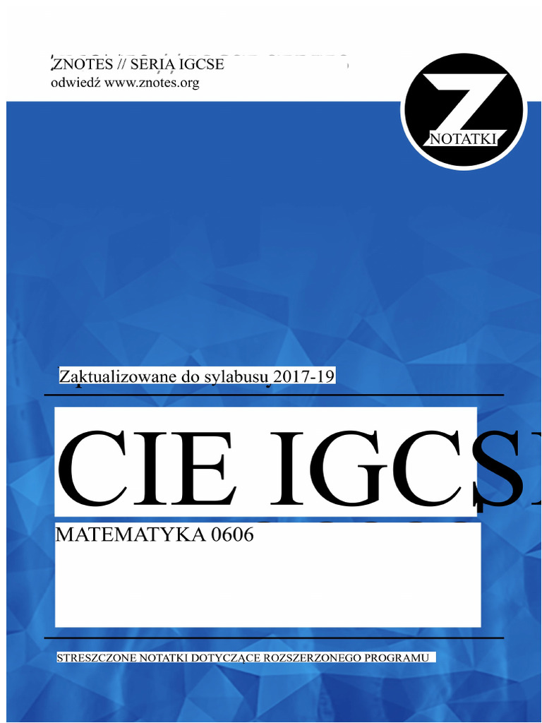 Cie Igcse Addmaths 0606 v2 Znotes | PDF