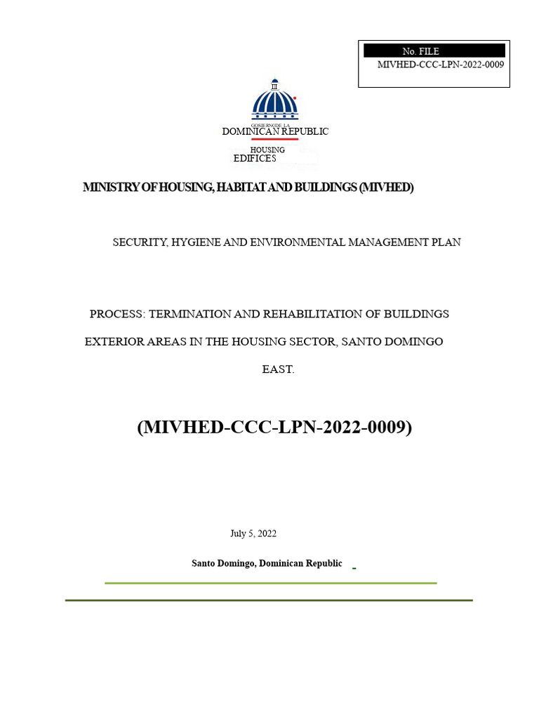 Security, Hygiene and Environmental Management Plan | PDF ...