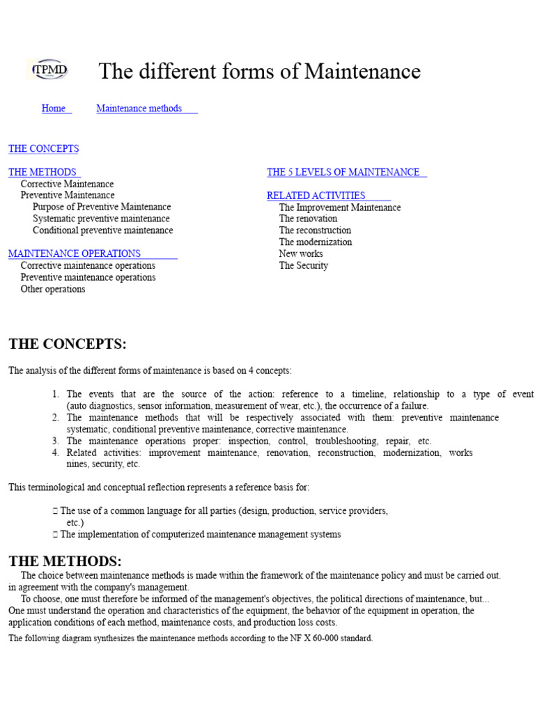 The Different Forms of Maintenance | PDF | Troubleshooting | Safety