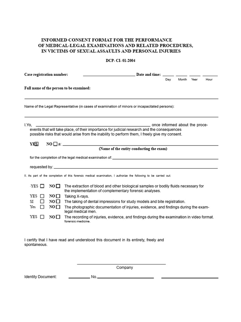 Medical-Legal Exam Consent Form | PDF