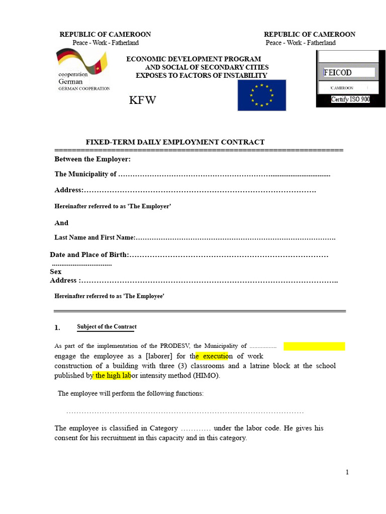 Project - Temporary Daily Work Contract | PDF | Employment | Salary