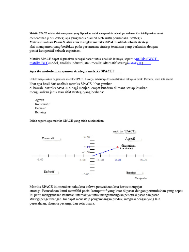 Panduan Lengkap Matriks SPACE untuk Strategi | PDF