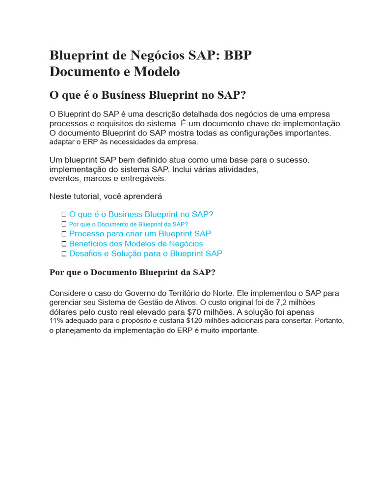 Documento e Modelo Do Blueprint de Negócios SAP (BBP) | PDF ...