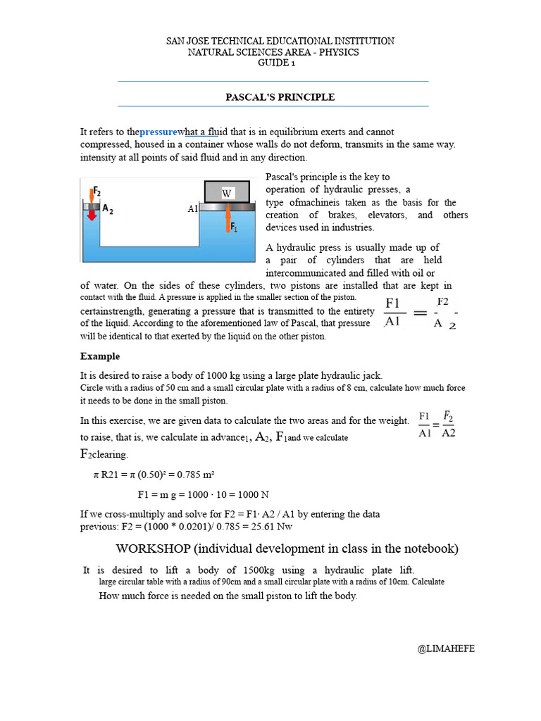 Understanding Pascal's Principle in Hydraulics | PDF | Pressure | Liquids