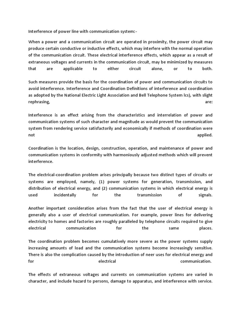 Power Line and Communication Interference | PDF | Waves | Electric ...