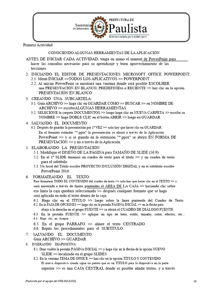 Ejercicios Básicos PowerPoint 2016 | PDF | Microsoft PowerPoint | Botón (Computación)