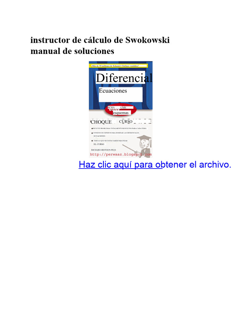 Manual de Soluciones Del Instructor de Cálculo de Swokowski PDF | PDF ...