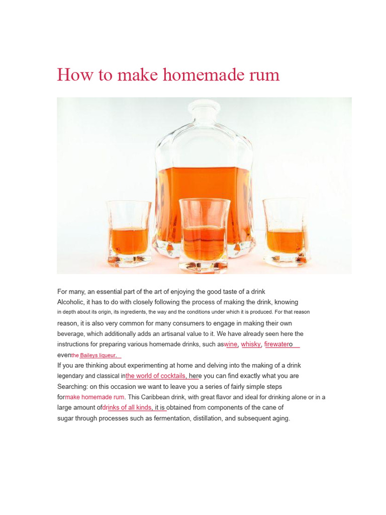 Homemade Rum Recipe Guide | PDF | Alcoholic Beverages | Rum