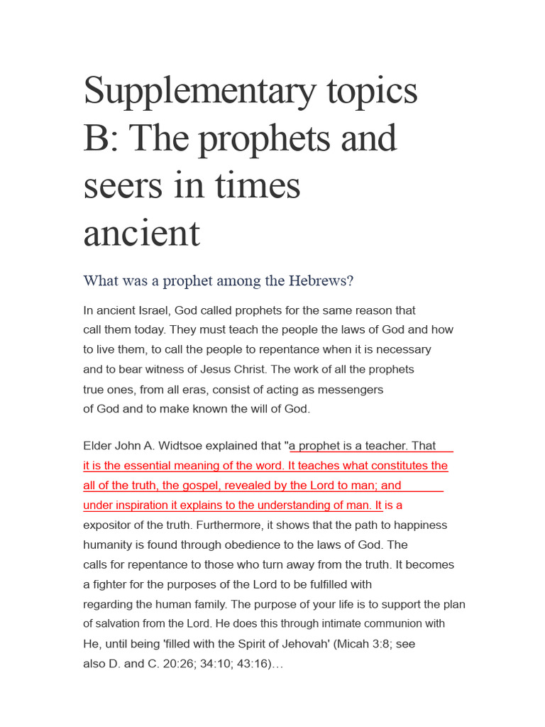 Prophets and Seers | PDF | Prophecy | Prophet