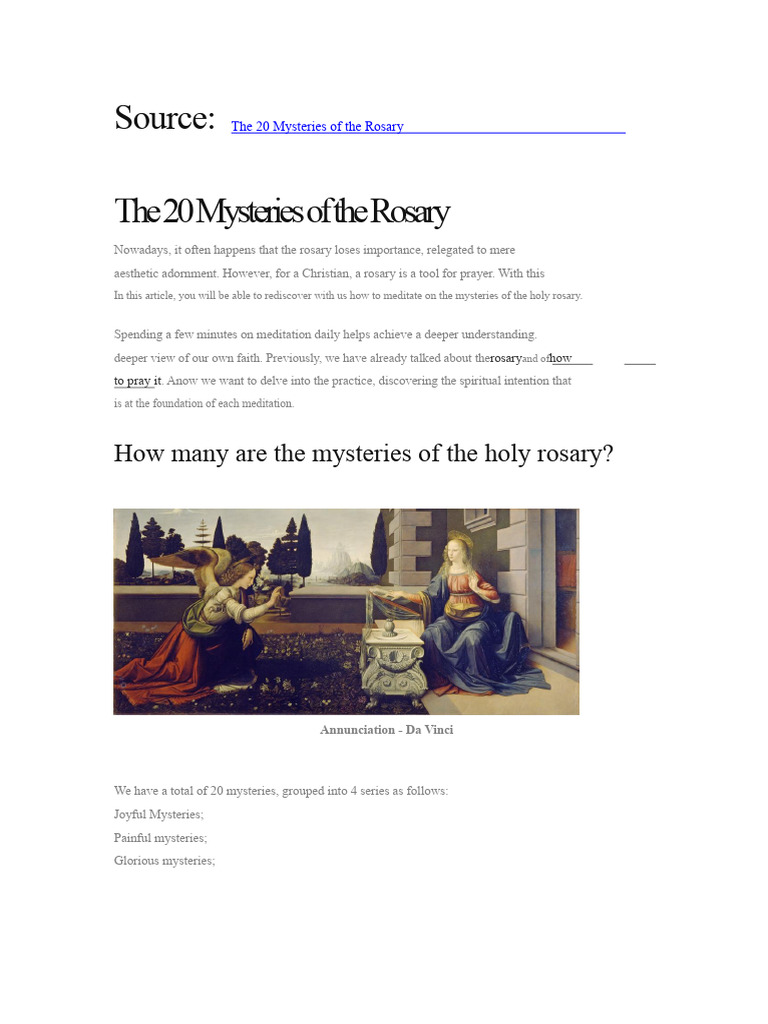 The 20 Mysteries of the Rosary | PDF | Rosary | Jesus