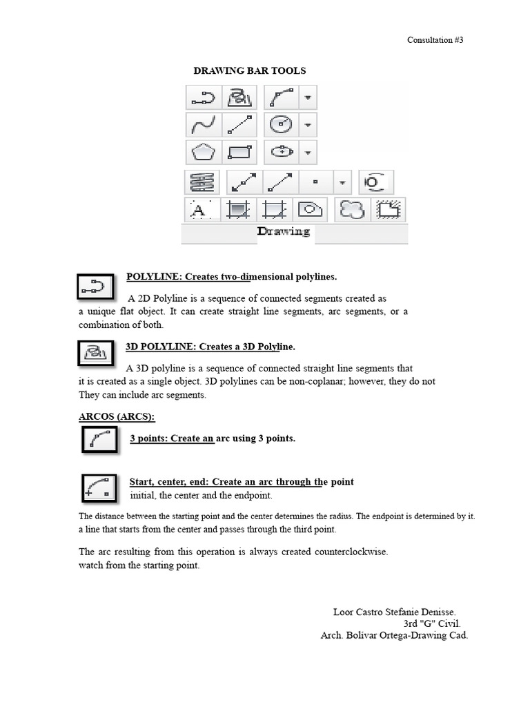 AutoCAD Drawing Toolbar Tools | PDF | Ellipse | Circle
