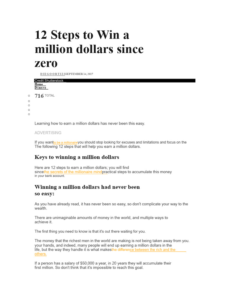 12 Steps To Make A Million Dollars From Scratch | PDF | Expense | Economies