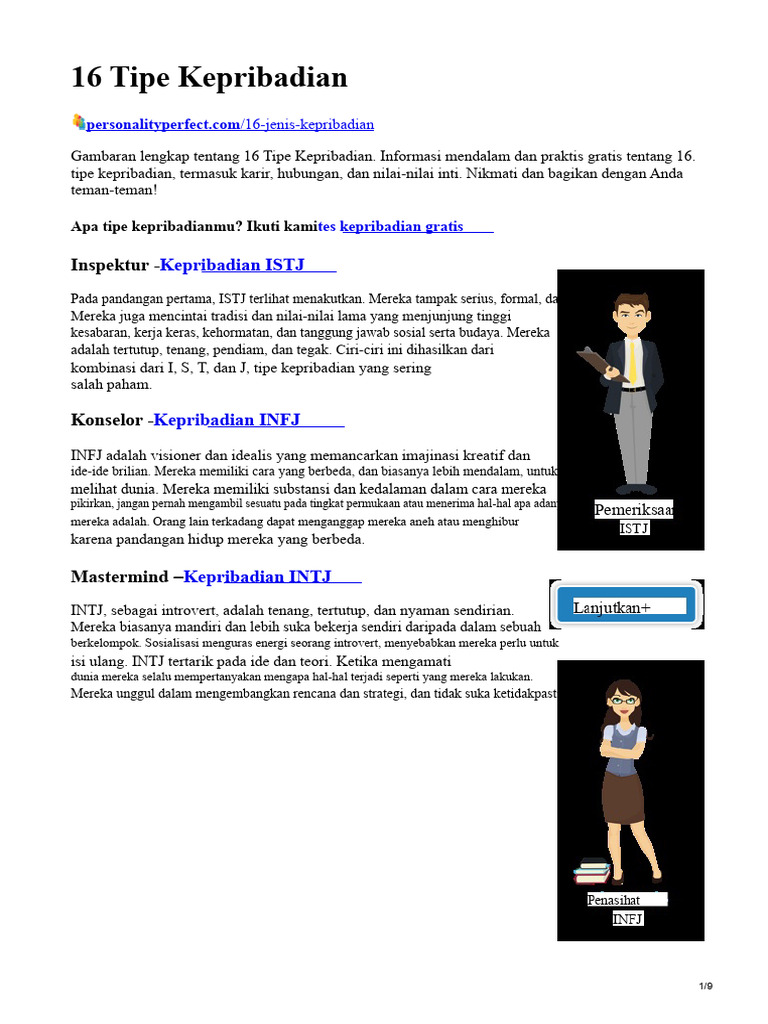 16 Tipe Kepribadian | PDF
