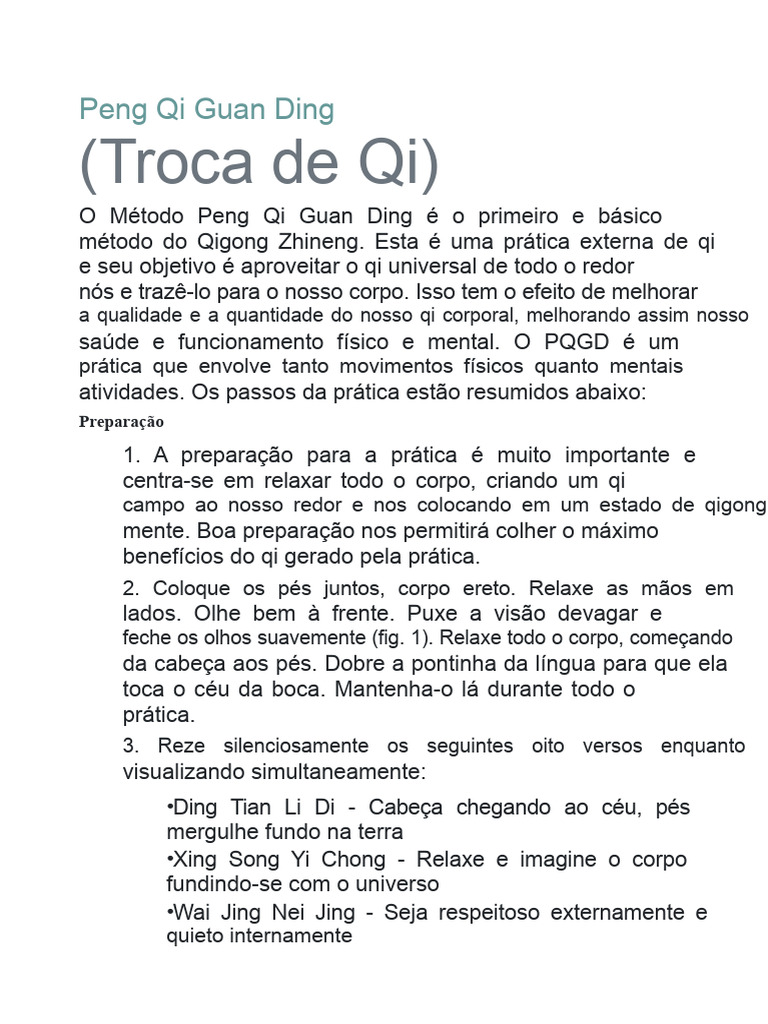 Método Peng Qi Guan Ding: Prática de Qigong | PDF | Quociente de ...