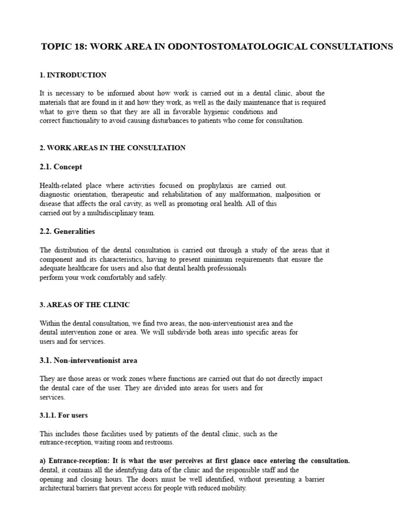 Topic 18 - Work Area in Dental Consultations | PDF | Sterilization ...