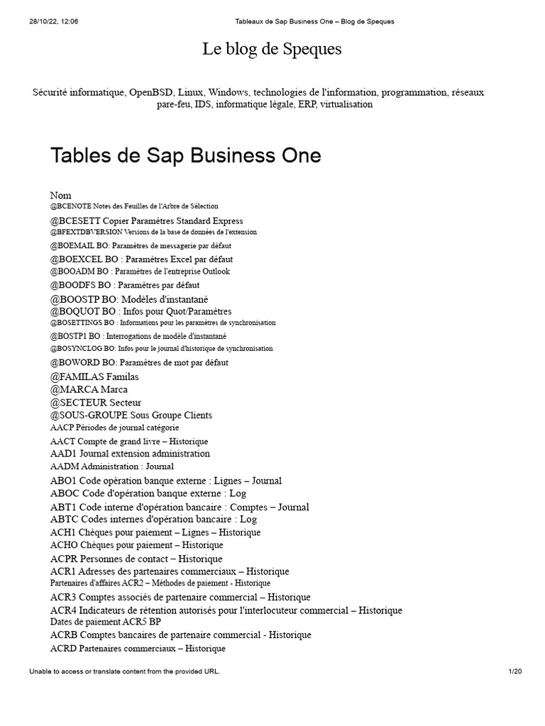Tables SAP Business One : Guide Complet | PDF | Facture | Crédit