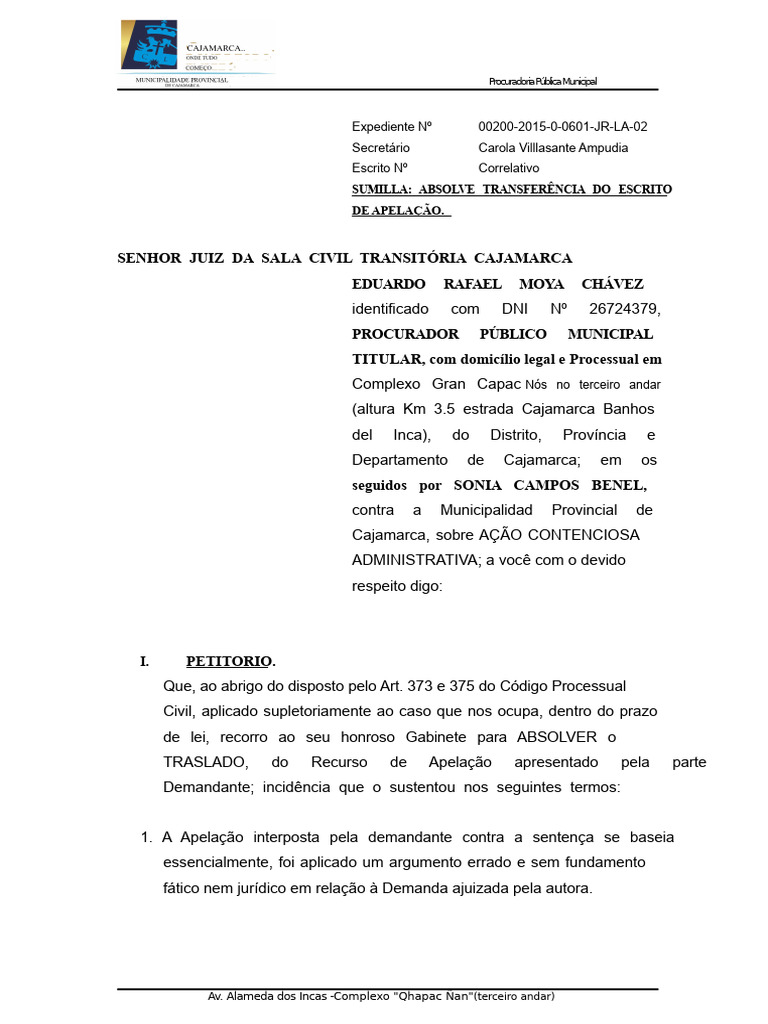 Absorve Transferência Escrita Apelação Mivp | PDF | Administração ...