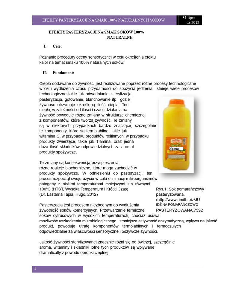 Pasteryzacja Soków | PDF