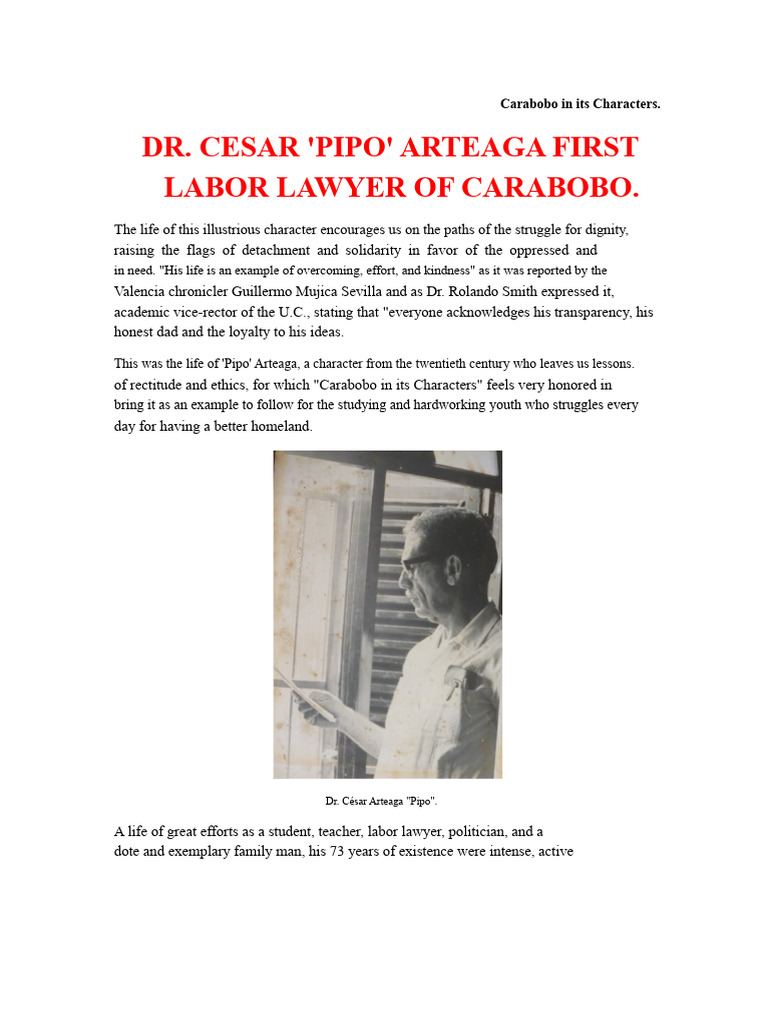 Legacy of Dr. César Arteaga "Pipo" | PDF