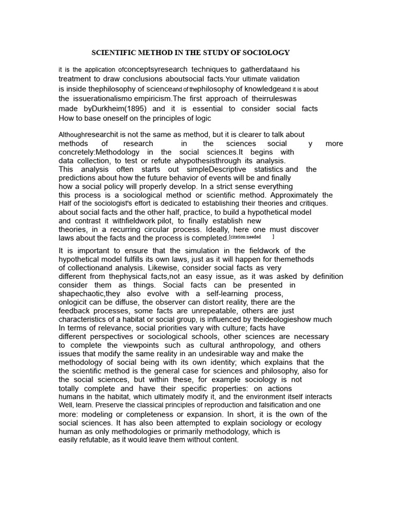 Scientific Method in The Study of Sociology | PDF | Sociology | Science