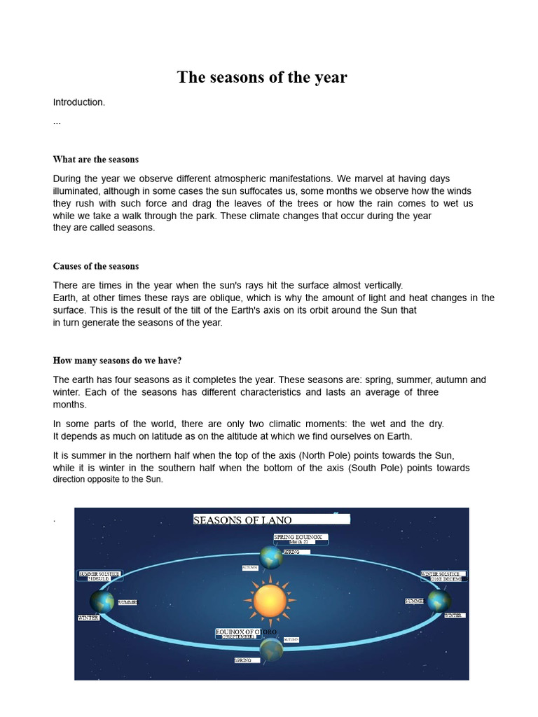 The Seasons of The Year | PDF | Earth | Astronomy