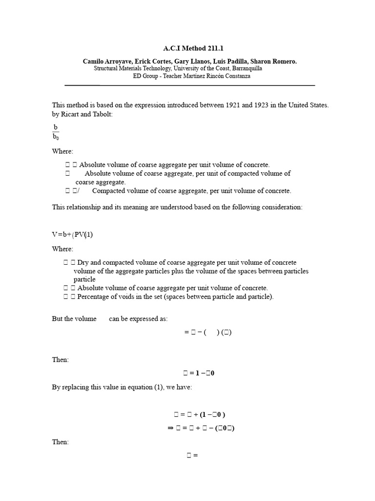 ACI Method 211.1 for Concrete Mix Design | PDF | Concrete | Density