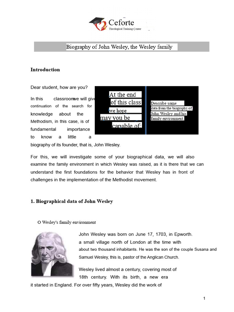John Wesley's Family Background | PDF | John Wesley | Methodism