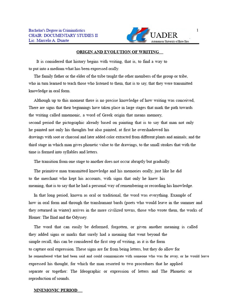 Origin and Evolution of Writing | PDF | Writing | Cuneiform