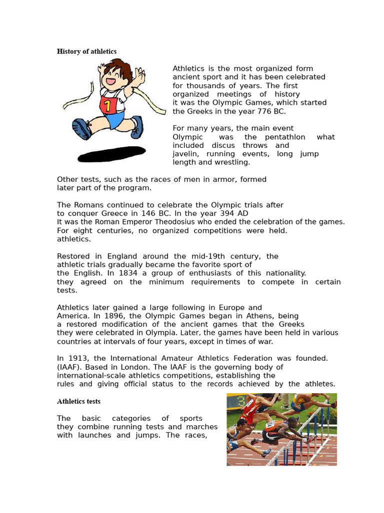 History and Events of Athletics | PDF | Track And Field | Running